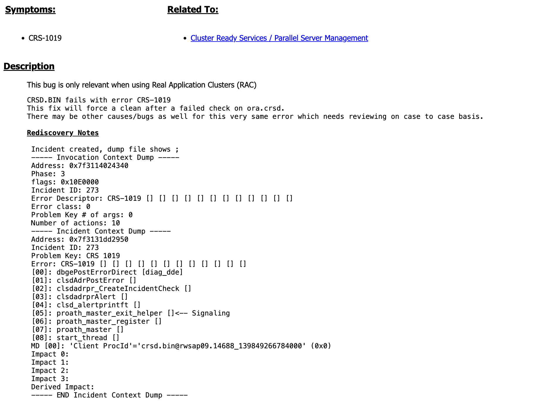 Oracle RAC 触发 BUG，crsd 无限重启！_oracle crsd日志-CSDN博客