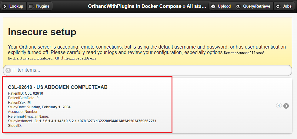 开源影像服务Orthanc docker部署和OHIF Viewer查看，无需访问docker官方镜像源，并实现js批量上传dicom文件_ohifviewer怎么配置 orthanc-CSDN博客