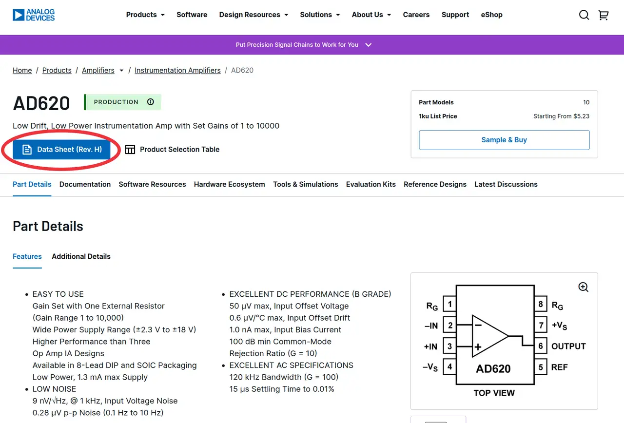 经典仪表放大器 AD620 及其模组_ad620典型应用电路-CSDN博客