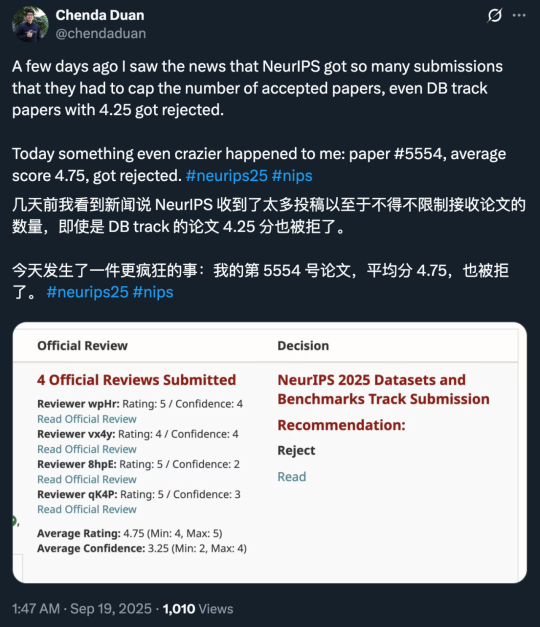 NeurIPS 2025 接收结果出炉！再创历史新高，录用5290 篇！拒稿引争议！-CSDN博客