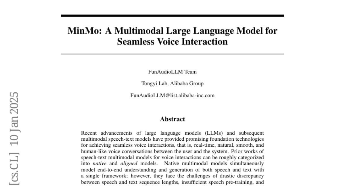 阿里发布MinMo：让AI和人类像朋友一样自然聊天的革命性语音模型-CSDN博客