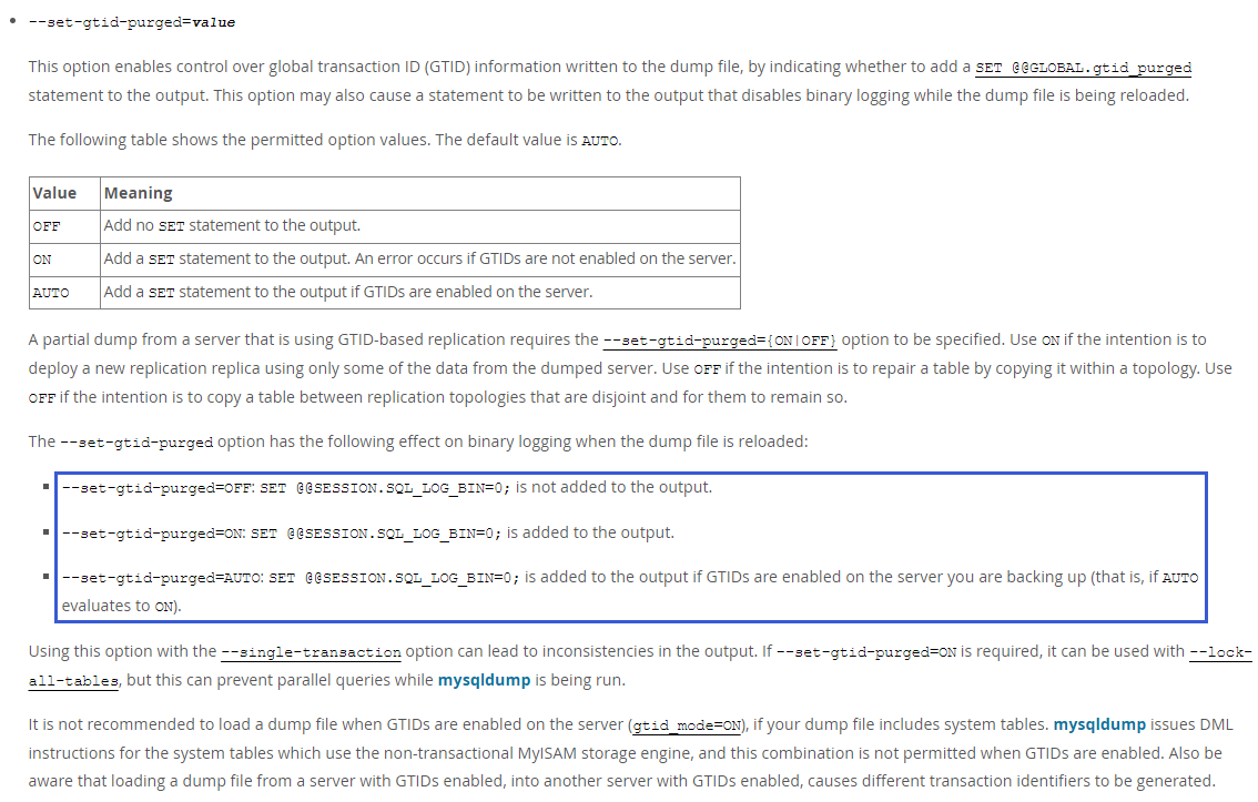 MySQL mysqldump备份之--set-gtid-purged=OFF参数影响-CSDN博客