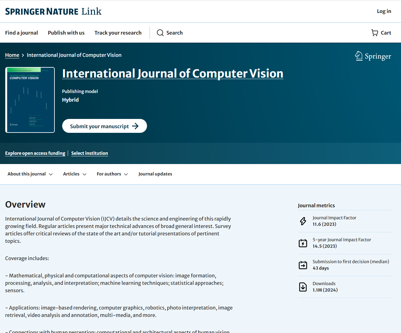 【计算机方向】中科院二区宝藏期刊，IF=11.6，国人发文超级友好，错过你就亏了！_international journal of computer vision-CSDN博客