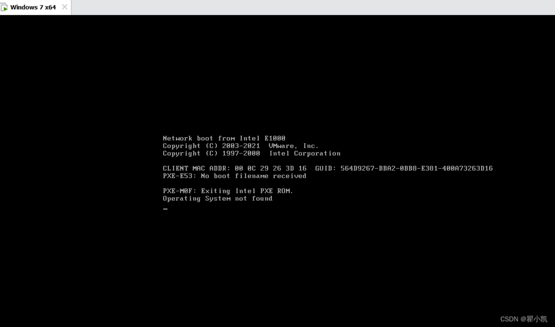 Vmware虚拟机安装win7,出现network boot from intel e1000问题的解决办法-CSDN博客