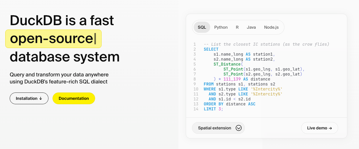 什么情况，一夜之间冲上热搜，狂揽29.6k星，再见吧SQLite！这个嵌入式分析引擎实在太香了_duckdb是基于什么数据库开发的-CSDN博客