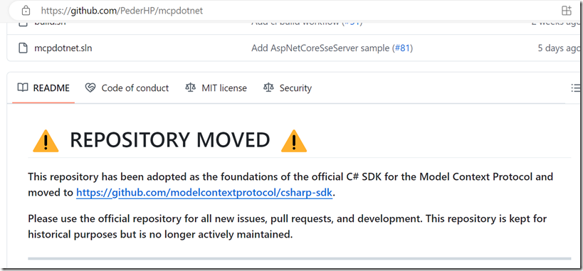 官方的 MCP C# SDK：csharp-sdk-CSDN博客
