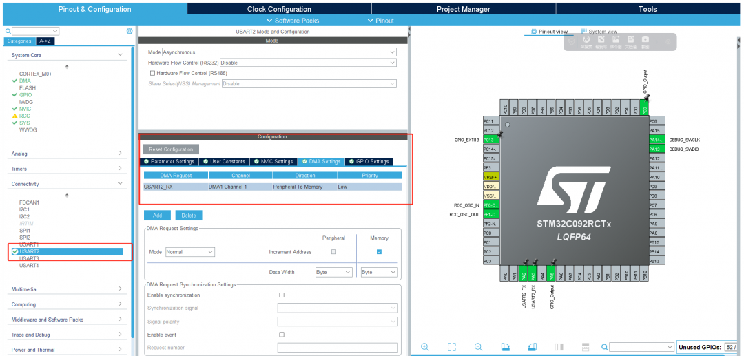 【STM32C092RC 测评】+ 04 空闲中断+DAM接收不定长数据，并返回至串口2-CSDN博客