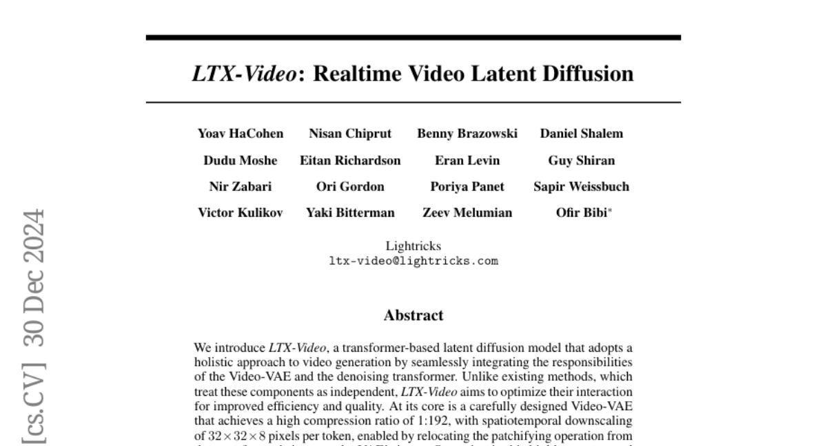 Lightricks团队打造视频生成器:2秒生成5秒视频的LTX-Video模型_ltx2模型-CSDN博客