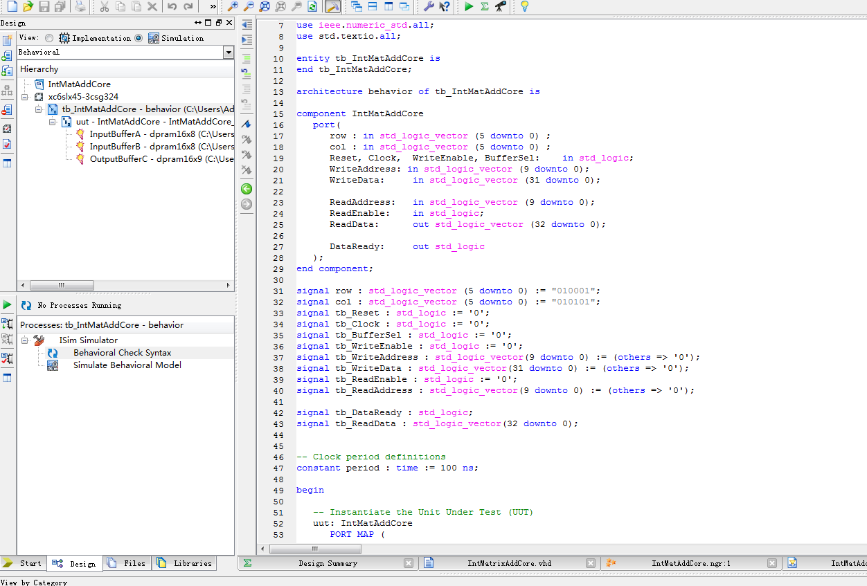 矩阵加法器和浮点矩阵加法器设计VHDL代码ISE仿真_ise矩阵加法-CSDN博客
