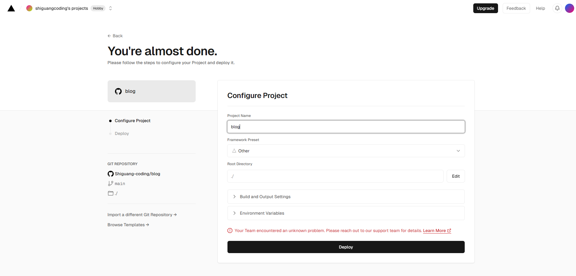 Vercel账号需进一步验证及无法创建项目解决方案_there is no vercel account linked with this github-CSDN博客