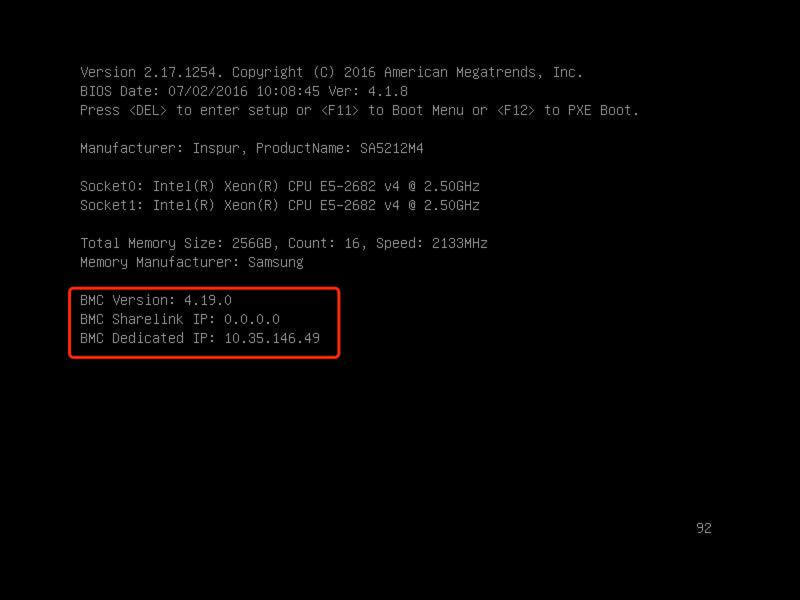 浪潮SA5212M4-IPMI管理地址配置指南_进入bios设置,找到bmc配置选项,将端口类型改为专用模式(需单独网线连接-CSDN博客