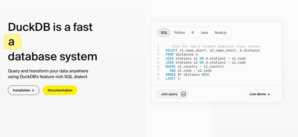 什么情况，一夜之间冲上热搜，狂揽29.6k星，再见吧SQLite！这个嵌入式分析引擎实在太香了_duckdb是基于什么数据库开发的-CSDN博客