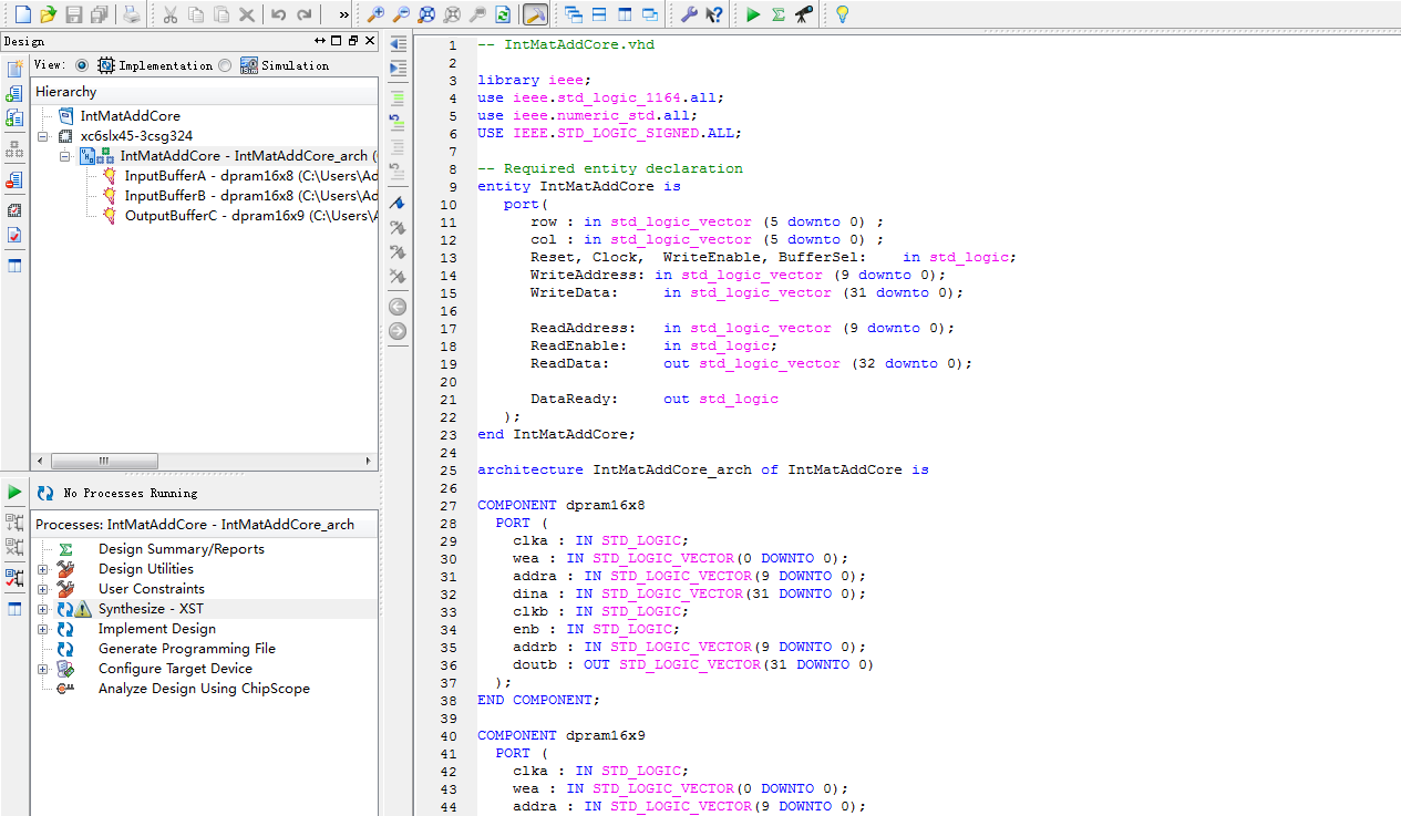 矩阵加法器和浮点矩阵加法器设计VHDL代码ISE仿真_ise矩阵加法-CSDN博客