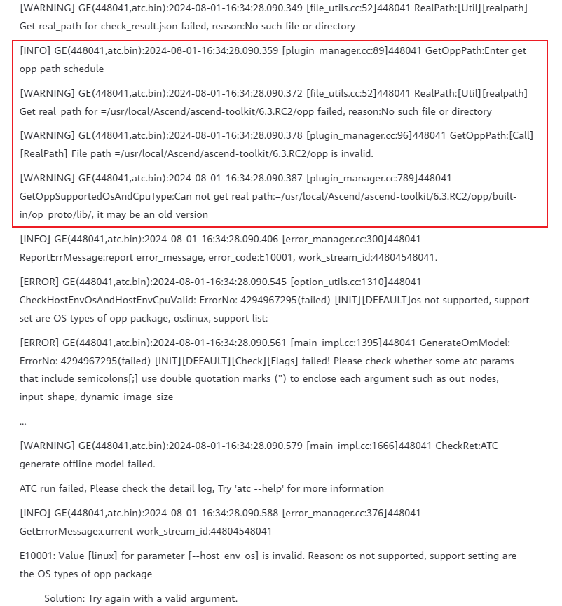 E10001: Value [linux] for parameter [host env os] is invalid._atc run failed, please check the ...