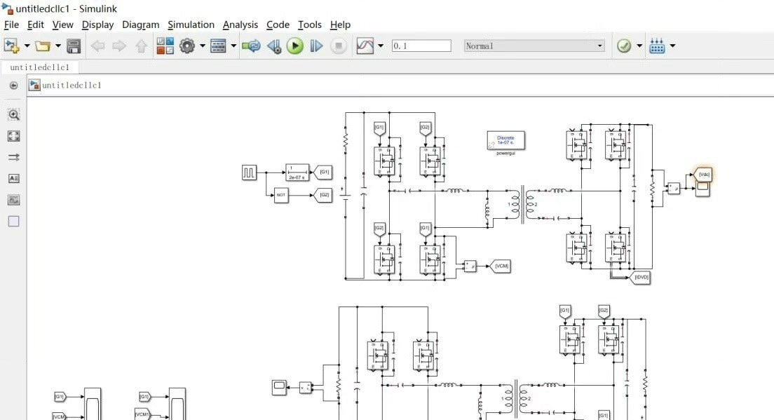 双向LLC（CLLLC）谐振变换器仿真模型，双向DCDC隔离型变换器。 开环仿真和电压闭环仿真都有，均-CSDN博客