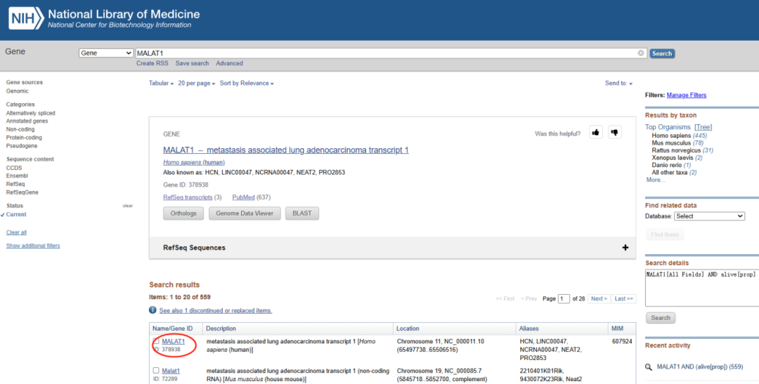 NCBI保姆级使用教程（包含如何查找CDS、启动子、5‘UTR和3‘UTR、lncRNA序列）_生物信息库 查询-CSDN博客
