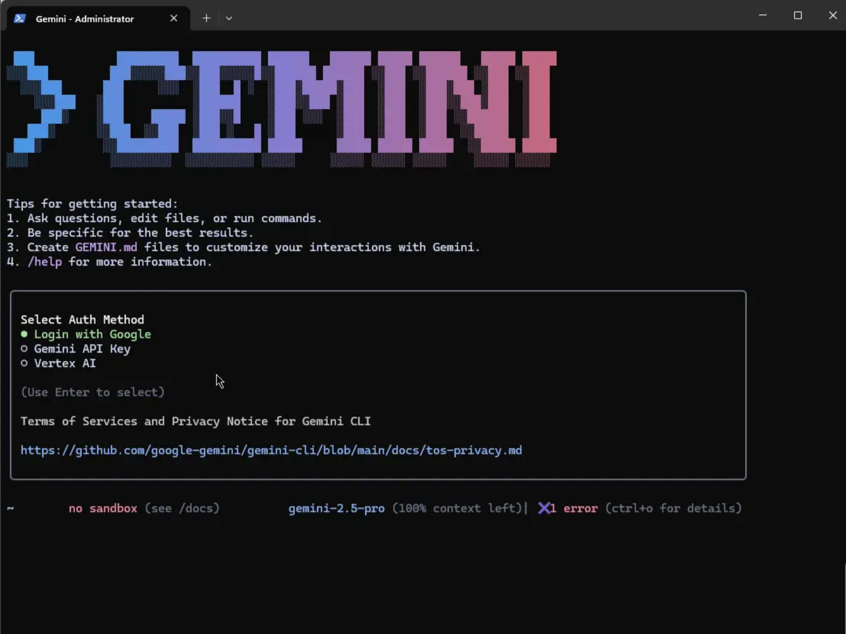 Gemini CLI 安装使用(含完整解决授权问题)-CSDN博客