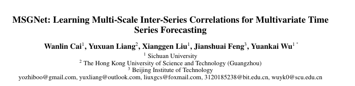 【论文解读】MSGNet|MSGNet: Learning Multi-Scale Inter-Series Correlations for Multivariate Time Series ...