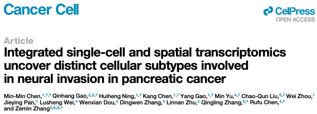 Cancer Cell｜张泽民院士团队整合单细胞+空间多组学揭示胰腺癌神经侵袭的空间机制_integrated single-cell and spatial transcriptomics ...