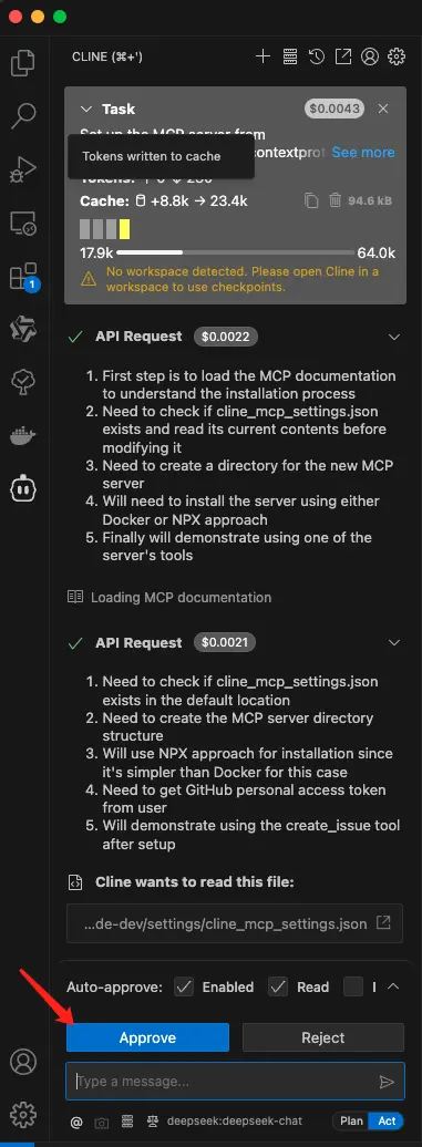 VScode cline 插件接入github MCP服务端_vscode mcp客户端-CSDN博客