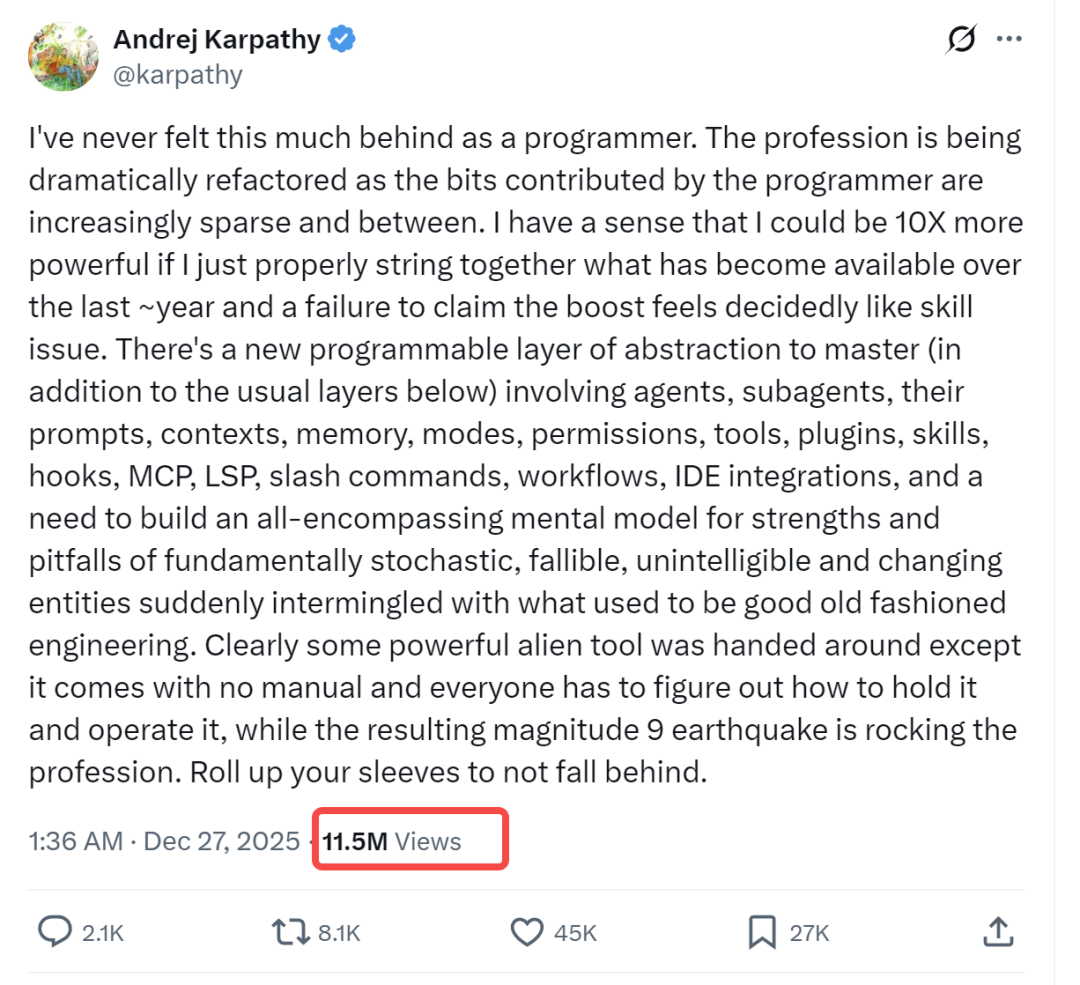 Andrej Karpathy AI 程序员论爆火，1000万人围观-CSDN博客