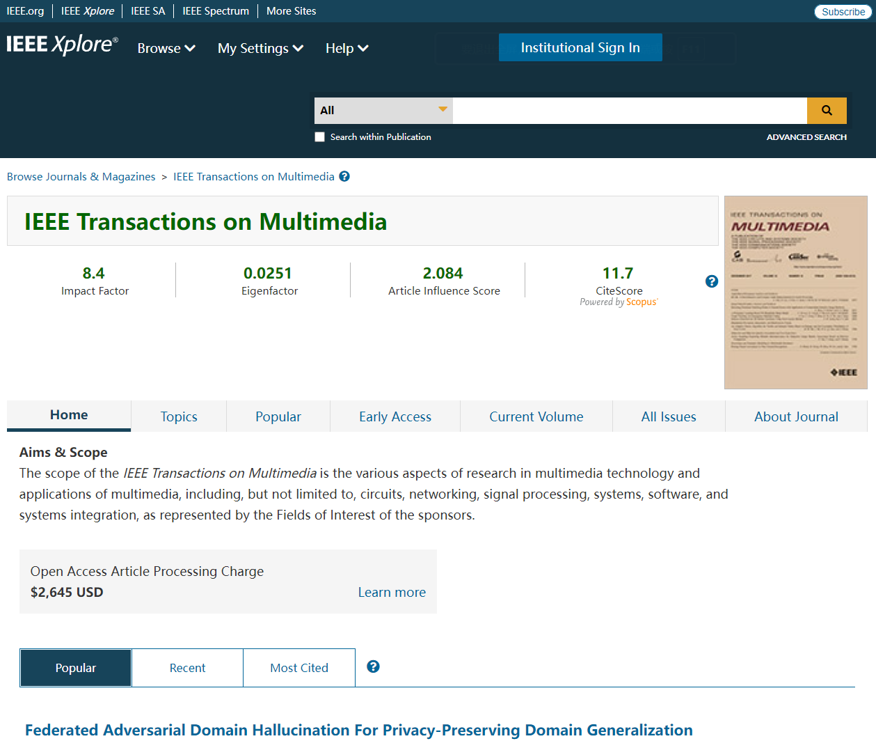 【计算机方向】中科院一区TOP顶刊，IF：8.4，最快3个月accept，期刊翘楚，机不可失！_ieee transactions on multimedia-CSDN博客