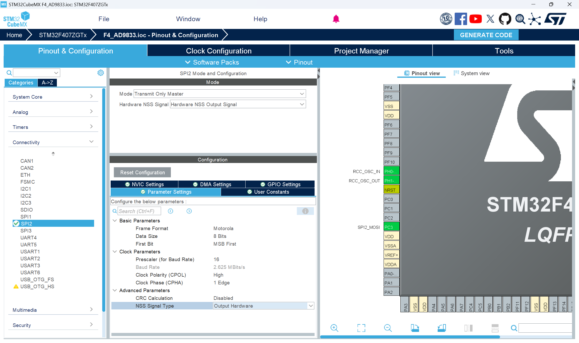 AD9833+stm32f407+HAL库驱动详解_ad9833模块怎么用spi通信和stm32连接-CSDN博客