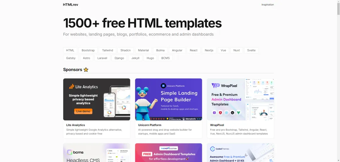 全网最全！1500+ 免费、美观的前端网页模板，建站神器（包括HTML、Vue、Angular、React等）！-CSDN博客