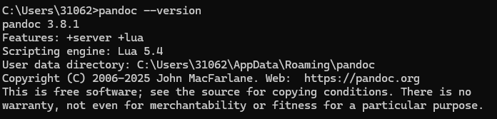 【问题解决】pypandoc报错“No pandoc was found”？三步搞定环境配置！_pypandoc 安装-CSDN博客