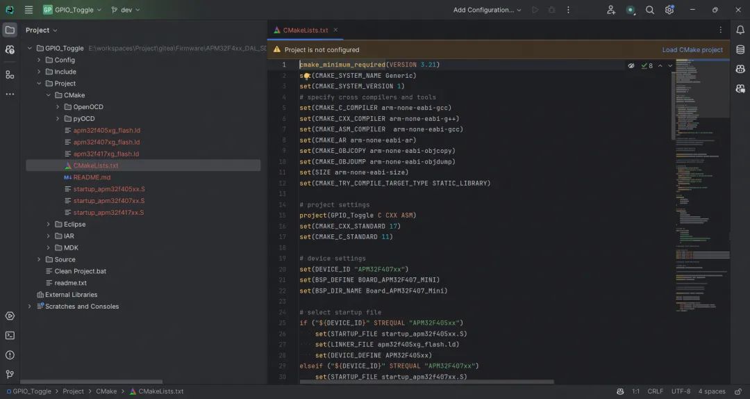 APM32芯得 EP.08 | 还在用 Keil？这篇手把手教你用 CLion 搭建 APM32 开发环境，体验真正的“优雅”！_cmsis-dap clion-CSDN博客