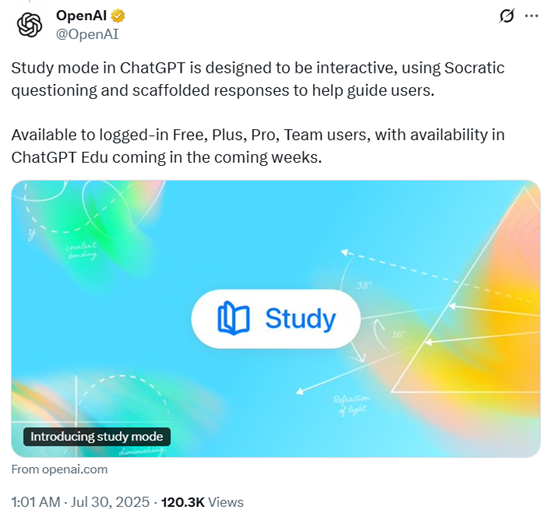 OpenAI 重磅发布 ChatGPT Study 学习模式：你的 24/7 AI 私人教师_chat gpt study模式-CSDN博客