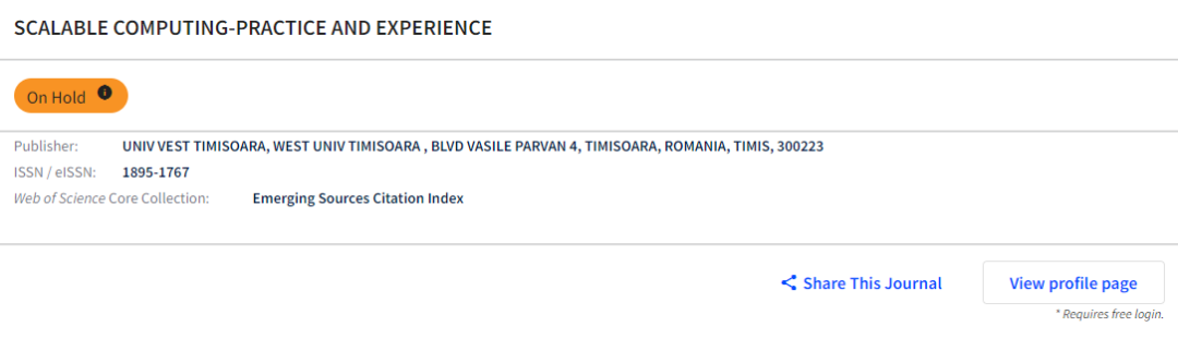 注意！刚刚又新增9本期刊被On Hold，涵盖SCI /SSCI /AHCI /ESCI_scalable computing-practice and experience-CSDN博客