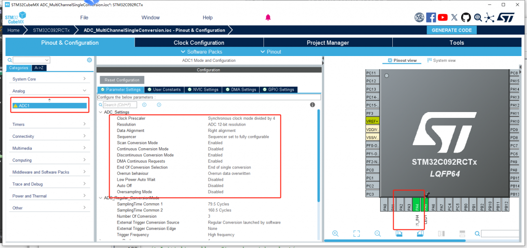 【STM32C092RC 测评】+09 使用内部ADC数据的采集功能_adc trigger frequency-CSDN博客