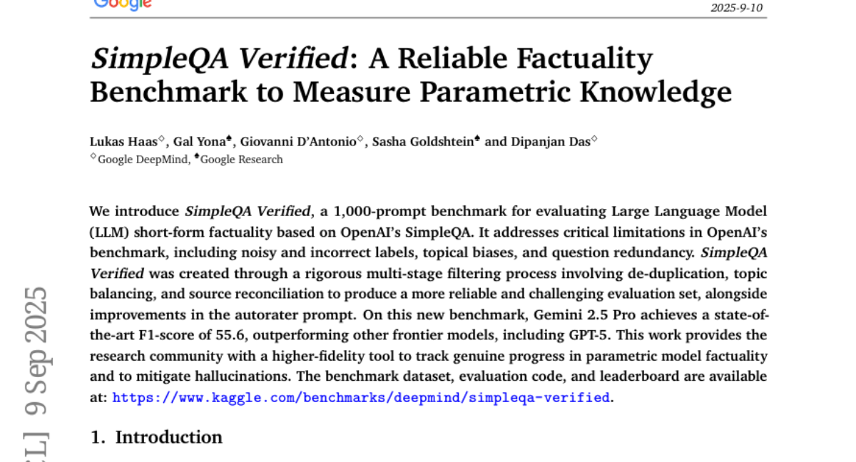 谷歌DeepMind发布SimpleQA Verified评估AI事实性_simple qa排行榜-CSDN博客